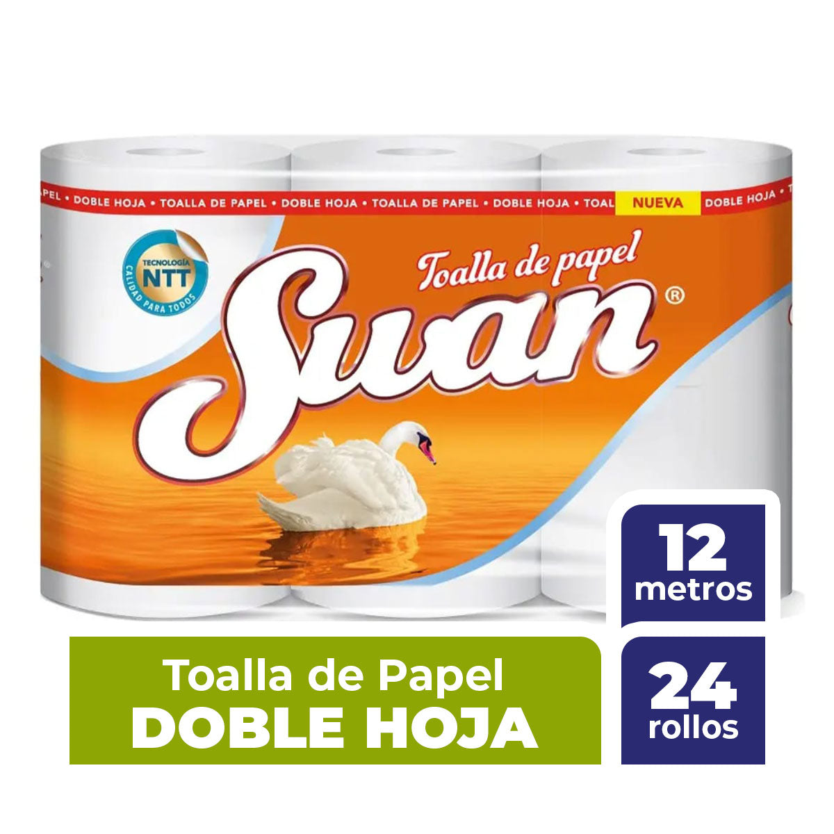 Toalla de papel Swan Doble Hoja, 12 metros, 24 unidades – Tienda RASO
